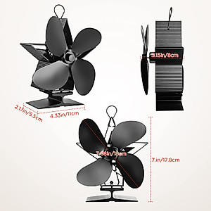 4-Blade Heat Powered Stove Fan, Fireplace Fan with Designed Silent Operation Circulating Warm Air Saving Fuel Efficiently for Home/Wood/Log Burner/Fireplace