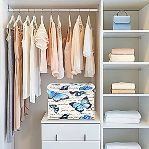 KEEPREAL Butterflies Storage Basket Bin with lid, Large Cube Storage Box Collapsible Storage Organizer for Home Office Closet - 16.5 L x 12.6 W x 11.8 H