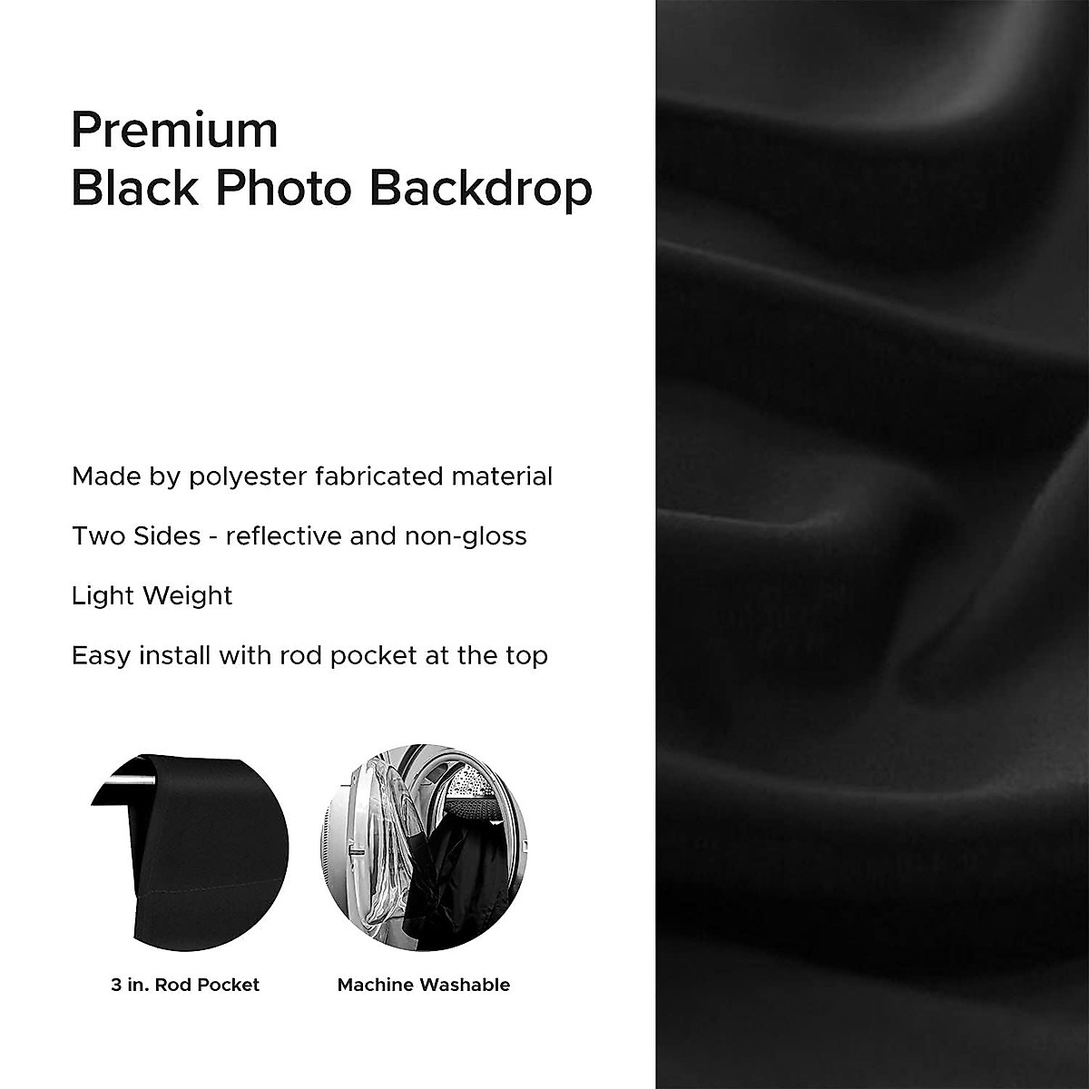 Julius Studio 10 x 12 ft. Black Backdrop Background Screen, Superior 150GSM Density Fabric Material, Premium A+ Grade Silk Texture for Professional Photo Video Studio, Family Event, Party, JSAG120