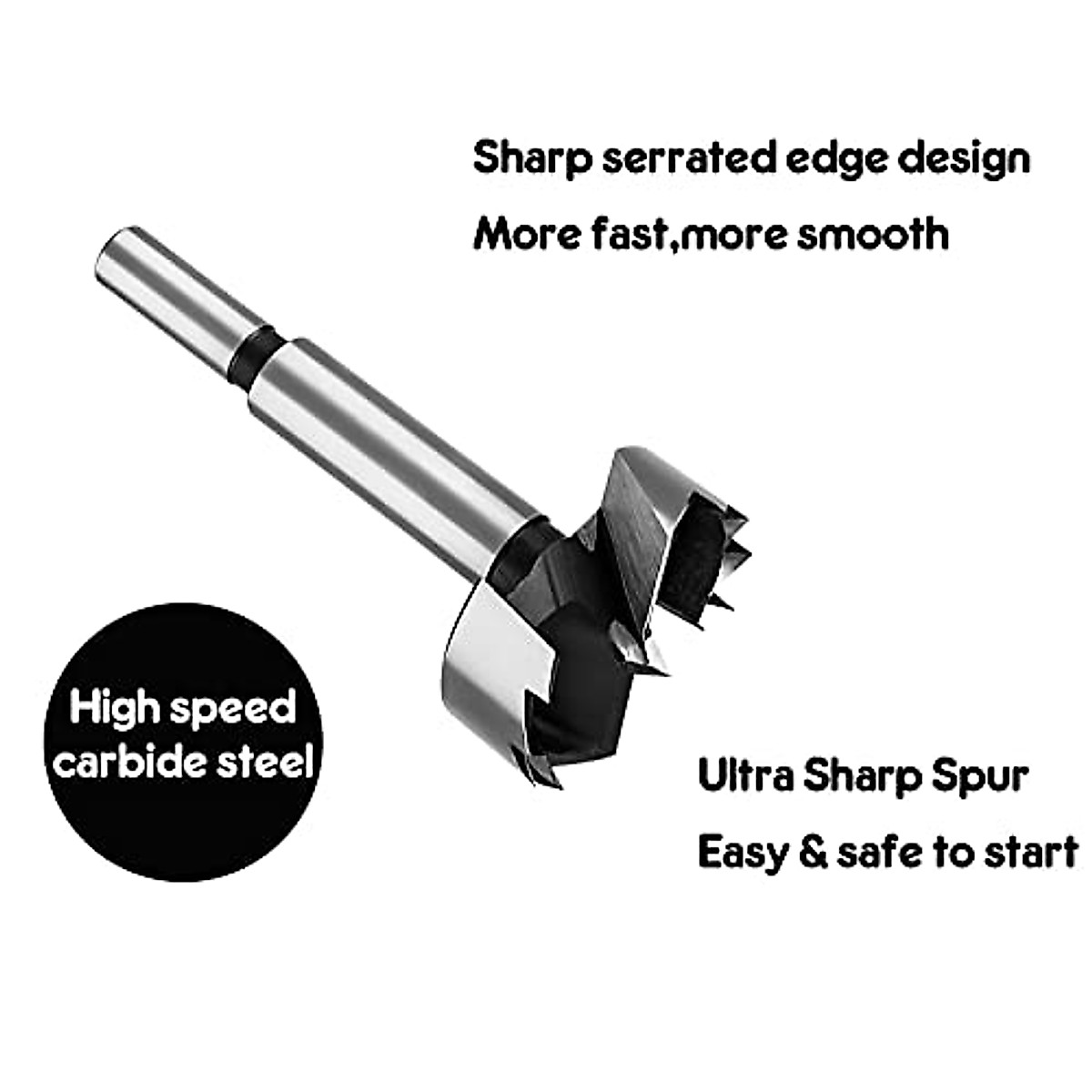 2-1/8" Forstner Bit, 2-1/8-Inch Diameter Wood Drilling Forstner Bit with 3/8-Inch Shank