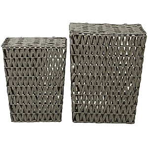 Deco 79 Metal Storage Basket with Matching Lids, Set of 2 22", 19" H, Gray