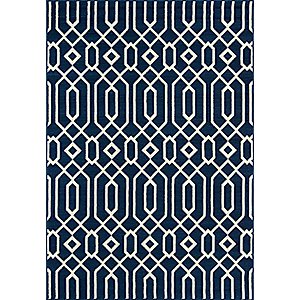 Momeni Rugs , Baja Collection Contemporary Indoor & Outdoor Area Rug, Easy to Clean, UV protected & Fade Resistant, 1'8" x 3'7", Navy Blue