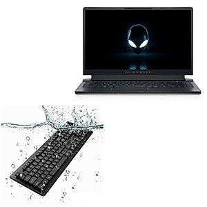 BoxWave Keyboard Compatible with Alienware X15 R2 Gaming Laptop (15.6 in) - AquaProof USB Keyboard, Washable Waterproof Water Resistant USB Keyboard - Jet Black