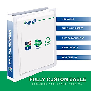 Samsill Economy 0.5 Inch 3 Ring Binder, Made in the USA, Round Ring Binder, Customizable Clear View Cover, White, 4 Pack (MP48517)