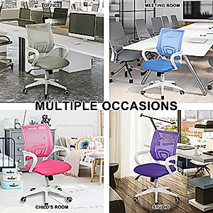 Geniqua Ergonomic Office Chair Mesh Desk Chair Computer Chair Lumbar Support Modern Rolling Adjustable Swivel Task Chair for Home Office, Blue