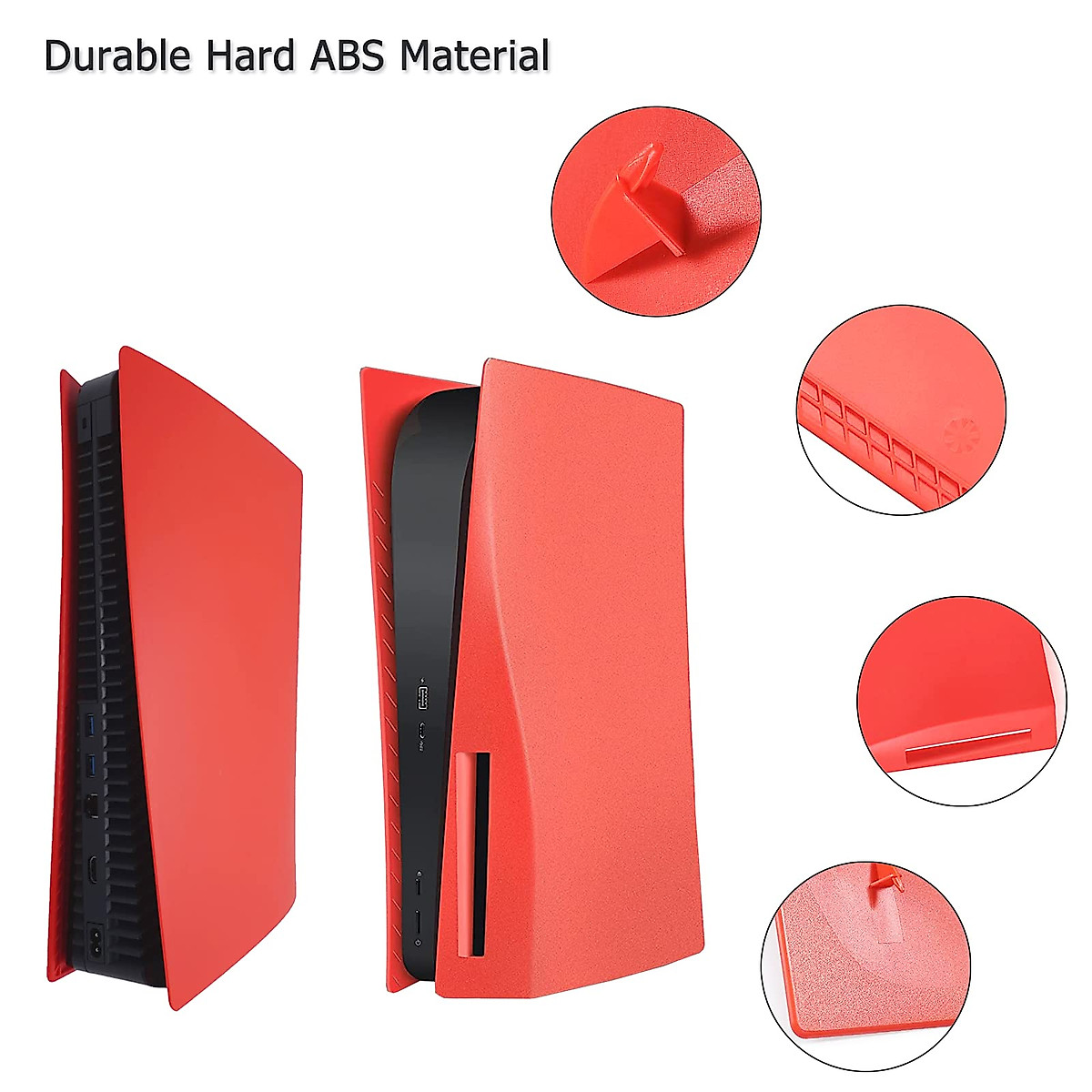 Console Replacement Shell for PS5 DOBEWINGDELOU Hard Shockproof Skin Case for PlayStation 5 Disc Console ABS Anti-Scratch Dustproof Cover Replacement Plate Cover for PS5 Disk Console (Red)