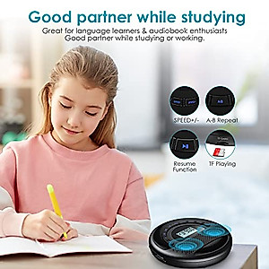 CD Player Portable KOVCDVI Portable CD Player for Car with Dual Stereo Speakers Walkman CD Player with Headphones & AUX Cable Rechargeable CD Player for Car with Anti-Skip Protection Support TF Play