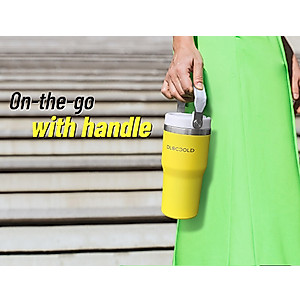 DLOCCOLD 20 oz Stainless Steel Tumbler with Flip Straw & Handle, Insulated Double Walled kids Water Bottle, Leak Proof, Reusable Cup 2-in-1 Straw & Sip Lid, Cupholder Friendly