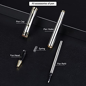 YIVONKA Luxury Ballpoint Pens Best Ball Pen Gift Set for Men & Women Professional Executive Office Nice BallPens Classy Gift Box Ballpoint Black Refill Line width 0.5mm (Silver)