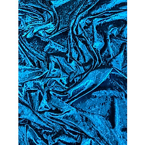 Premium Stretch Crushed Velvet Fabric by The Yard - Soft and Luxurious Fabric - Versatile and Stretchy - Ideal for Clothing Home Decor and Crafts (58 inches Width) - 1 Yard (Teal Blue)