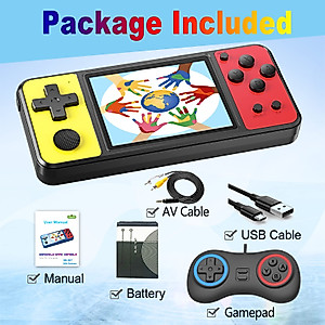 Great Boy Handheld Game Console for Kids Aldults Preloaded 270 Classic Retro Games with 3.0'' Color Display and Gamepad Rechargeable Arcade Gaming Player (Black Yellow)