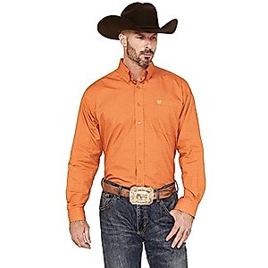 Cinch Western Shirt Mens L/S Zig-Zag Print Button XL Orange MTW1105475