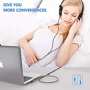 Headphone Extension Cable - SNANSHI Right Angle 3.5mm Extension Nylon Braided Aux Extension Cable 3.5mm Audio Cable Extension Male to Female 3.5 mm Audio Cable - 8 Feet