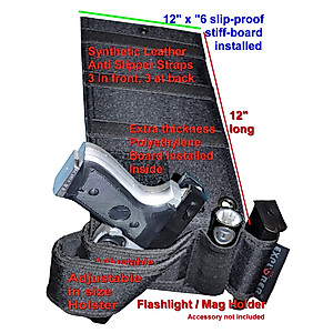 GVN Explorer Adjustable Size Mattress Bed Handgun Holster for Under Vehicle Seat, Office Seat Concealed Handgun Holster with Tactical Flashlight