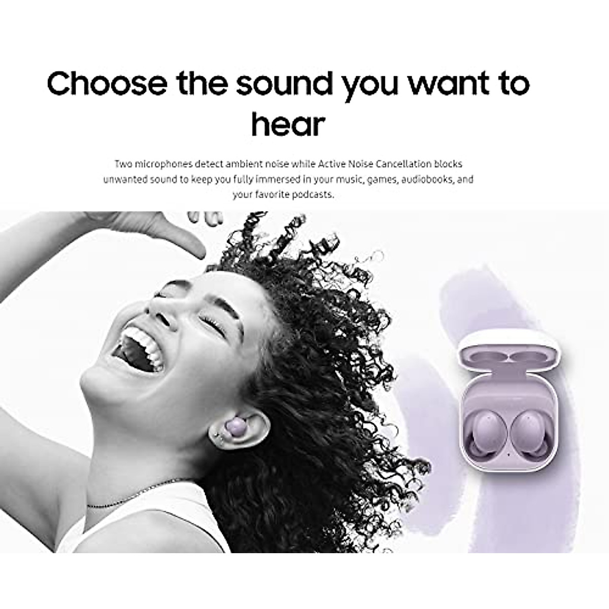 SAMSUNG Galaxy Buds2 True Wireless Earbuds Noise Cancelling Ambient Sound Bluetooth Lightweight Comfort Fit Touch Control, International Version (White)