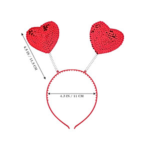 Lurrose Heart Headband Red Sequin Love-shaped Head Boppers Party Hair Accessoires for Holiday Festival