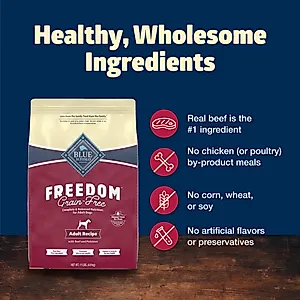 Blue Buffalo Freedom Grain-Free Dry Dog Food, Complete & Balanced Nutrition for Adult Dogs, Made in the USA With Natural Ingredients, Beef & Potatoes, 11-lb. Bag