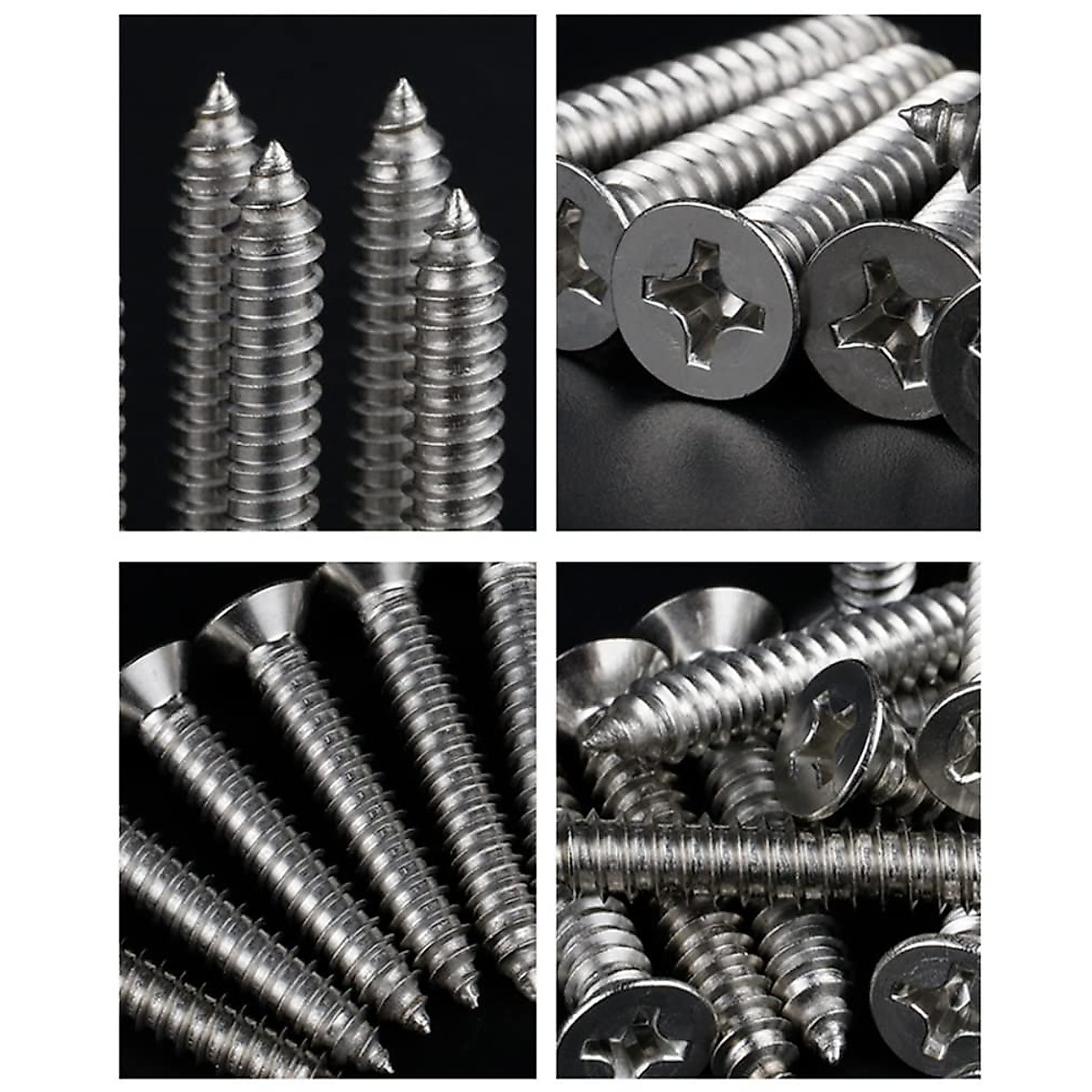 Guard4U 750Pcs 15-Size Metric M1 M1.2 M1.4 M1.6 M1.7 304-Stainless Steel Phillips Countersunk/Flat Head Self-Tapping Small Machine Screws Assortment Kit