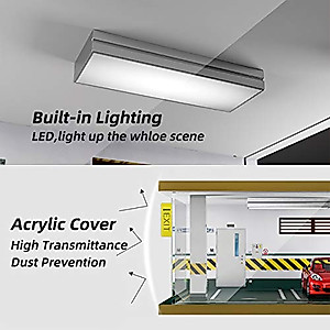 1/24 Scale Die-cast Car Garage Display Case with Clear Acrylic Cover and LED Lighting for 2 Parking Space (Route 66)