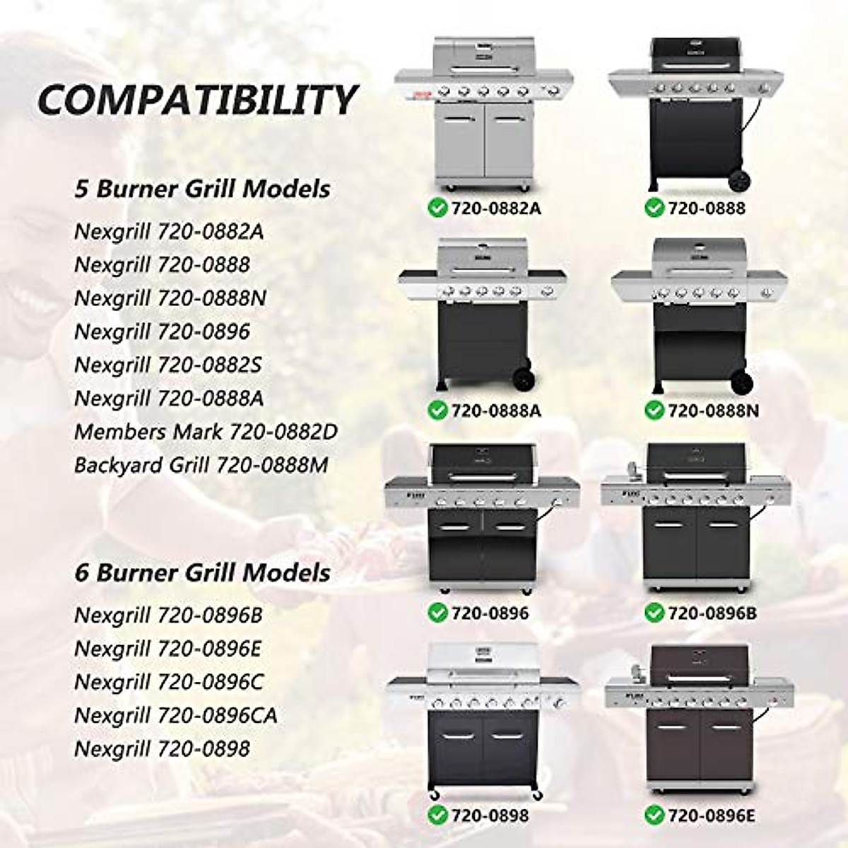 Metal Club Flame Tamers for Nexgrill 720-0888N 720-0888 720-0888A Grills, 5 Pack Porcelain Steel Grill Heat Plates Heat Shields Burner Covers Replacement