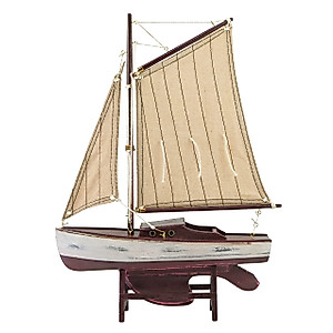 SAILINGSTORY Wooden Sailboat Decor Sailboat Gift Boat Model Ship Yacht Distressed Red