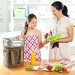 Corebes Insulated Lunch Bag for Men/Women, 11L Waxed Canvas Lunch Box with Adjustable Shoulder Strap & Double Hook-and-Loop Handles for Work Picnic Hiking