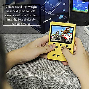Handheld Games Console for Kids Adults - Retro Video Games Consoles 3 inch Screen 168 Classic Games 8 Bit Game Player with AV Cable Can Play on TV (Yellow)