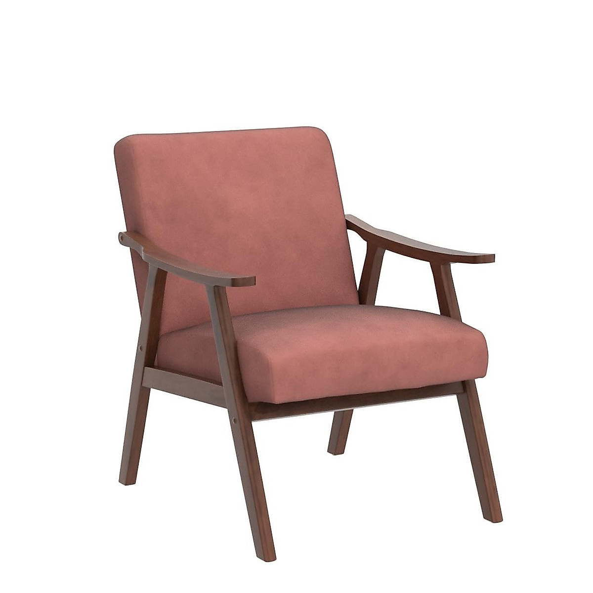 Container Furniture Direct Accent Chair with Microfiber Upholstery and Solid Wood Frame, Classic Mid-Century Modern Living Room Furniture for Extra Seating, 30.31" D x 26.37" W x 31.88" H, Rose