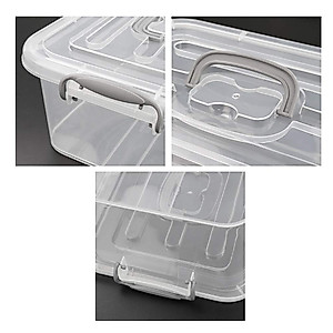 Minekkyes 2 Packs Plastic Storage Box, Clear Latching Storage Bin with Lids/Handles, 8 L