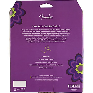 Fender J Mascis Dinosaur Jr Coiled Instrument Cable, Purple, 30ft