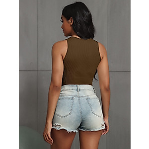 AUTOMET Womens 3 Piece Bodysuits Sexy Ribbed Sleeveless Halter Neck Shapewear Tank Tops One Piece Jumpsuits Summer Outfits