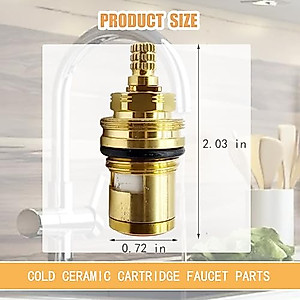 Ceramic Cartridge Assembly Compatible with T&S Brass Faucets Temperature 40F-140F, Pressure 20PSI-125PSI Cold Ceramic Cartridge faucet parts Replace 013788-45