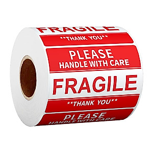 Anylabel 3 x 2 inch Handle with Care Fragile Thank You Warning Packing Shipping Label Stickers Permanent Adhesive (1 Roll, 500 Labels)