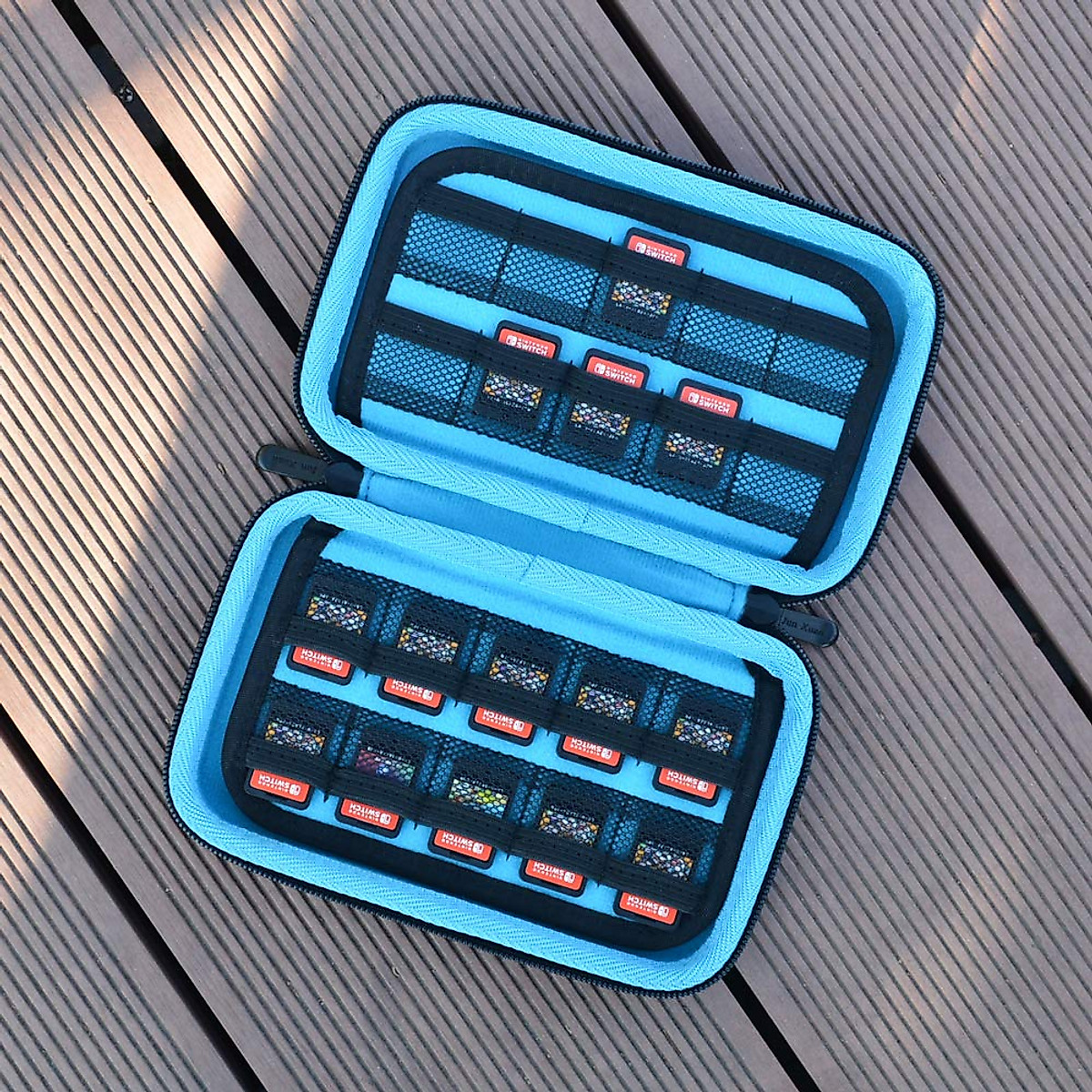 Hard Game Card Storage Holder Case for Nintendo Switch Games or PS Vita or SD Memory Cards - Black/Light Blue