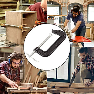 C Clamp 6 inch, 4 pieces Heavy Duty C-Clamp with Sliding Bar, Malleable Iron C Clamps Set for Woodworking, Welding, Automotive Repair, 2-5/8-Inch Throat Depth, 6-Inch Jaw Opening