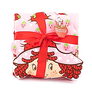 Strawberry Shortcake Pink Strawberries Galore Nogginz Set - 40 x 50 Inch Blanket & Pillow, Kids Super Soft 2 Piece Set