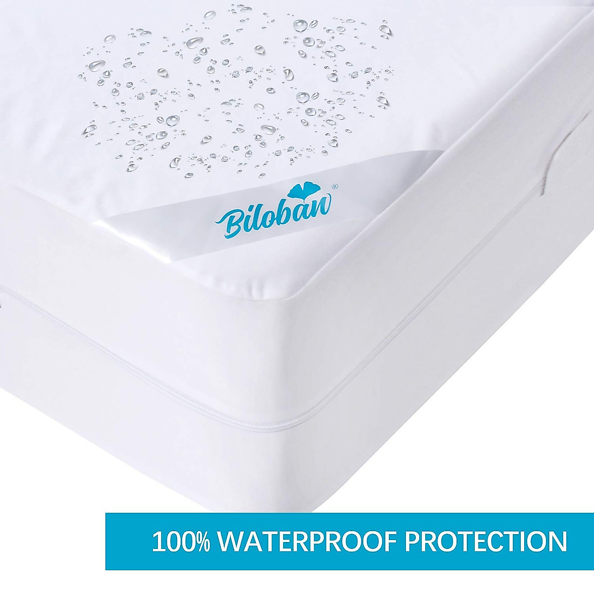 Waterproof Zippered Mattress Protector Queen (4/5/7/9Inches), Low Profile Mattress Protector, Fits for Amazon Basics & ZINUS Box Spring Mattress, 6 Sides Wrapping Zippered Mattress Encasement