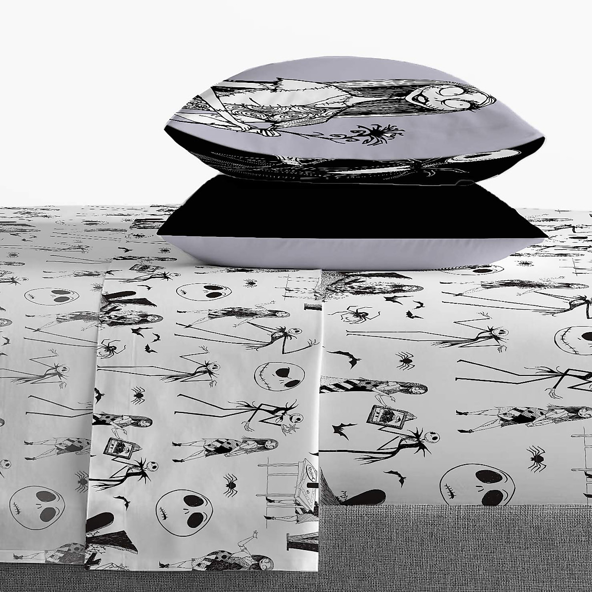 Jay Franco Disney Nightmare Before Christmas Gothic Romance Twin Sheet Set -3 Piece Set Super Soft and Cozy Kids Bedding Features Jack Skellington & Sally - Microfiber Sheets(Official Disney Product)