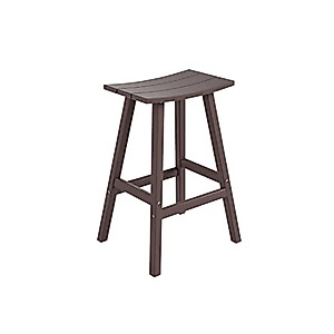 WO Home Furniture Patio Bar Stools Set of 2 PCS Outdoor Adirondack 29" in Saddle Stools for Porch, Backyard, BarBQ, Party, Events (Dark Brown)