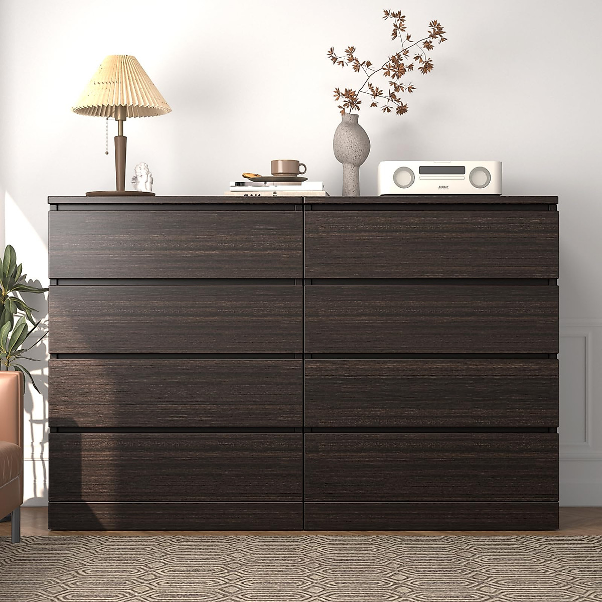 VEELIKE 15.7''x118'' Dark Wood Wallpaper Peel and Stick Removable Waterproof Wood Grain Contact Paper Self Adhesive Decorative Wood Vinyl Wrap for Cabinets Countertops Furniture Shelves Drawer Liners