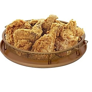 Nonstick Round Crisper Tray, Copper Oven, Turn Your Oven Into An Air Fryer - 2 Pc Set, Frying Basket And Baking Sheet, Dishwasher Safe, Heat-Resistant