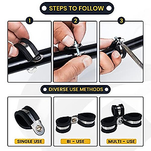 Brexxty 52 PCS Cable Clamps Assortment kit—304 Stainless Steel Wire Clamps of 6 Sizes—1/4" 5/16" 3/8" 1/2" 5/8" 3/4"—To Bundle, Clamp, & Protect Wires, Pipes, & Cables