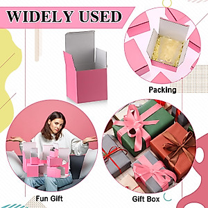 Yeaqee 24 Pcs Prank Gift Box with Ribbon Nesting Gift Boxes Assorted Sizes Surprise Square Funny Gag Gift Box for Packaging Presents Weddings Birthday Christmas Anniversaries, 1.9-6.3 Inch (Pink)