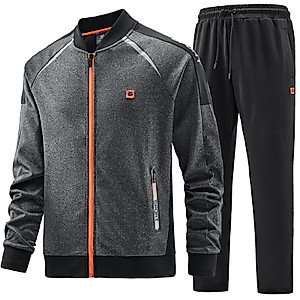 W JIANWANG Track Suits for Men Set Tracksuits Jogging Outfits Casual Sweatsuits 2 Piece Sports Running Joggers Active Jacket and Pants JW-143-XXL