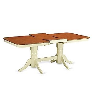 East West Furniture NAT-WHI-TP Napoleon Kitchen Table - a Rectangle Dining Table Top with Butterfly Leaf & Double Pedestal Base, 40x78 Inch, Buttermilk & Cherry