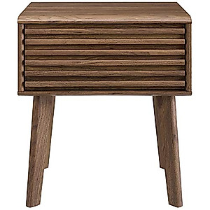 Modway Render Mid-Century Modern End Table or Nightstand in Walnut