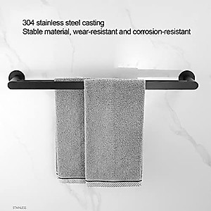 Bath Towel Bar Black 304 Stainless Steel Towel Rack, Towel Bar, Double-bar Toilet Bathroom Nordic Light Luxury Towel Rail Towel Holder (Color : Black 33cm)