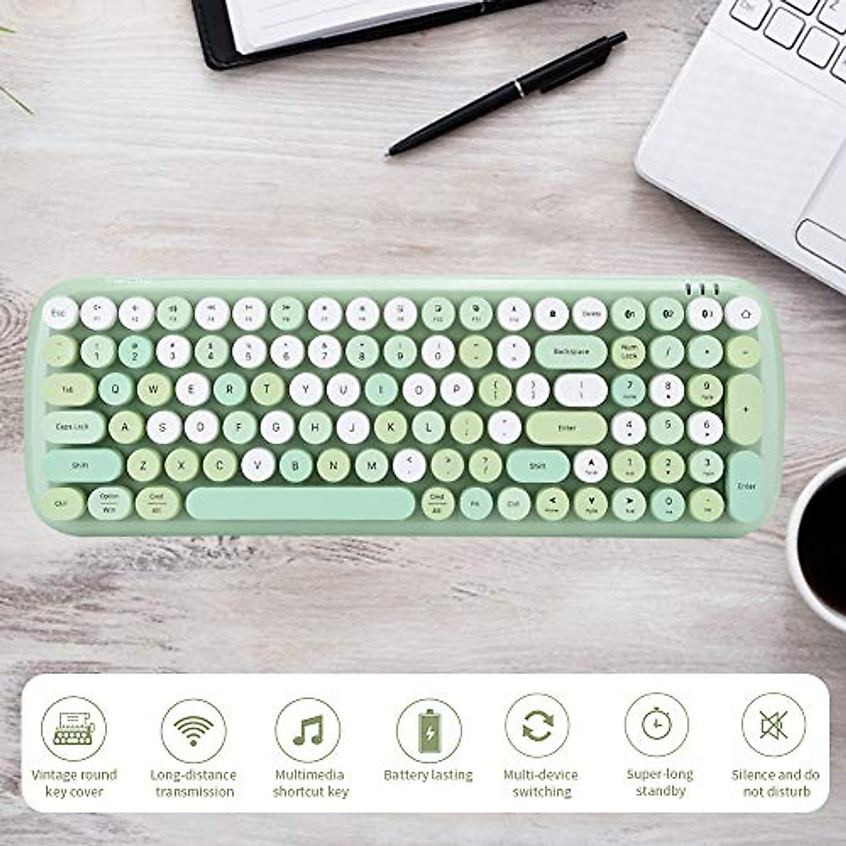 125 Keyboard,Bluetooth 5.1 Laptop Keyboard,Multi‑Device Compact Keyboard,Ergonomic Computer Quiet Keyboard,Keyboard for Laptop Mobile Phone Tablet,for