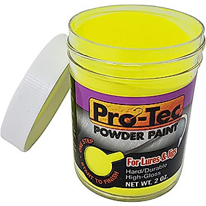 Welch Products 5 x 2oz Pro-Tec Jigs and Lures Powder Paints, Jig Head Fishing Paint, Fishing Lure Paint - High Gloss Powder Coating Paint - Hot Pink, Green & Yellow Chartreuse, Black, Blaze Orange