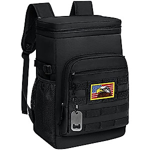 TACTICISM Backpack Cooler 38 Cans Tactical Lunch Backpack for Men Work - Molle Soft Cooler Backpack Insulated Waterproof Leak Proof - Camping Beach Kayaking Hiking Fishing Accessories - Black